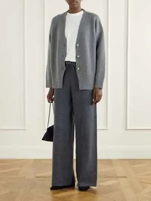 YVES SALOMON Drawstring Wool-blend Wide-leg Pants