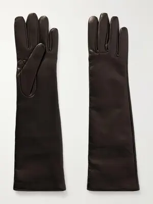 Nour Hammour Leather Gloves - Black