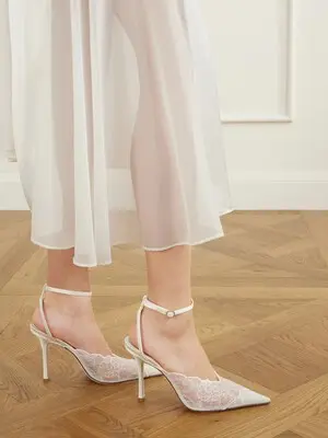 JIMMY CHOO Faiz 100 Lace Pumps - Neutrals