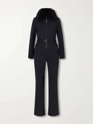 YVES SALOMON Shearling-trimmed Belted Ski Suit - Black