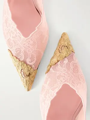 JIMMY CHOO Faiz 100 Embellished Satin-trimmed Lace Pumps