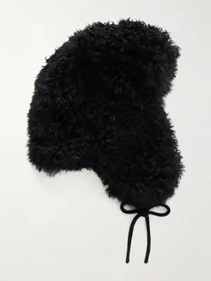 YVES SALOMON Shearling Trapper Hat - Black