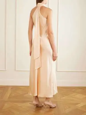 Galvan Pandora Satin Halterneck Midi Dress