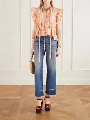 Chloé Ruffled Lace-trimmed Silk-habotai Blouse