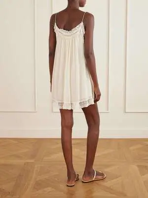 DÔEN Penelope Lace-trimmed Silk Mini Dress