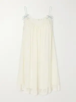 DÔEN Penelope Lace-trimmed Silk Mini Dress - Neutrals
