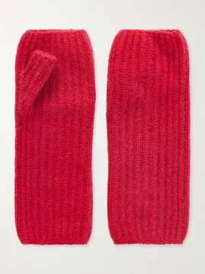 Johnstons Of Elgin Della Ribbed-knit Cashmere Gloves - Claret