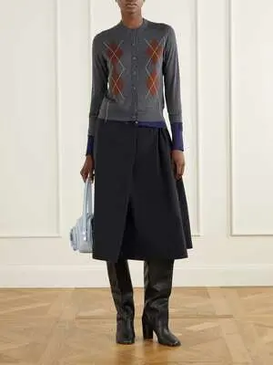 Acne Studios Argyle Silk, Wool And Cashmere-blend Cardigan