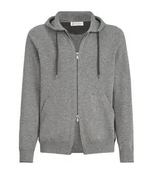 Brunello Cucinelli Cashmere Hooded Cardigan - Grey