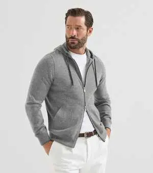 Brunello Cucinelli Cashmere Hooded Cardigan - Grey