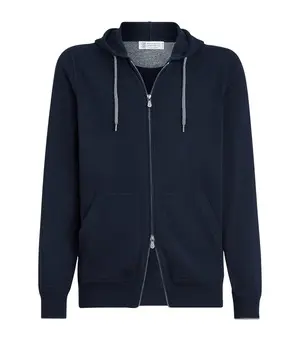 Brunello Cucinelli Cashmere Hooded Cardigan - Blue