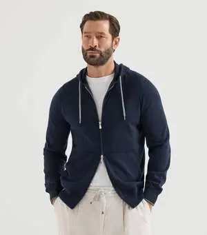 Brunello Cucinelli Cashmere Hooded Cardigan - Blue