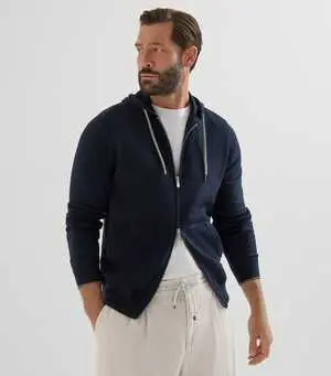 Brunello Cucinelli Cashmere Hooded Cardigan - Blue