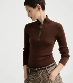 Brunello Cucinelli Wool-cashmere Half-zip Sweater