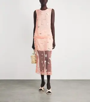 Simkhai Embellished Organza Delilah Midi Skirt