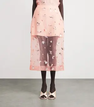 Simkhai Embellished Organza Delilah Midi Skirt