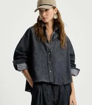Brunello Cucinelli Monili-trim Denim Shirt