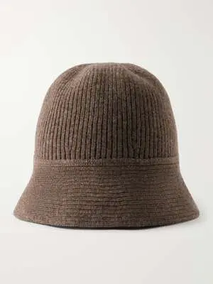 Nour Hammour Bruno Ribbed Merino Wool And Cashmere-blend Bucket Hat - Beige