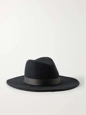 GIGI BURRIS MILLINERY Jeanne Satin-trimmed Wool And Cotton-blend Felt Hat - Gray