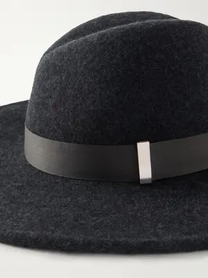 GIGI BURRIS MILLINERY Jeanne Satin-trimmed Wool And Cotton-blend Felt Fedorhat - Gray