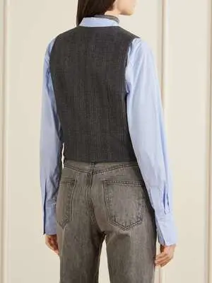 NILI LOTAN Ismael Checked Wool And Cashmere-blend Vest