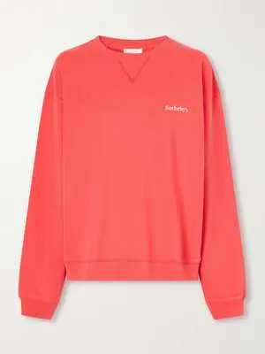 FRAME Sotheby's Logo-embroidered Cotton-jersey Sweatshirt - Red