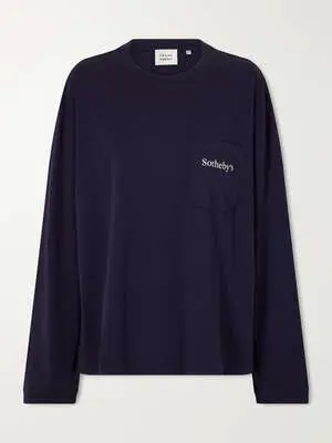 FRAME Sotheby's Logo-embroidered Cotton-jersey Sweatshirt - Navy