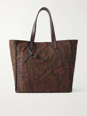 Etro Printed Leather-trimmed Shell Tote Bag - Multi