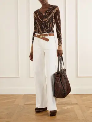 Etro Printed Leather-trimmed Shell Tote Bag