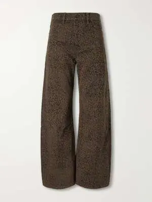 FRAME The Bow Crop Leopard-print High-waisted Tapered Jeans