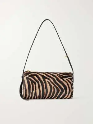 Veronica Beard Ziger Animal-print Calf Hair Shoulder Bag - Black
