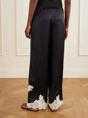 DÔEN Lavon Lace-trimmed Silk Pants