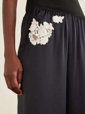 DÔEN Lavon Lace-trimmed Silk Pants