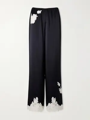 DÔEN Lavon Lace-trimmed Silk Trousers - Black