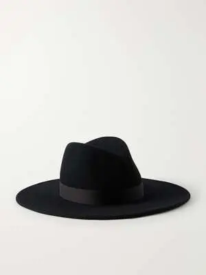 GIGI BURRIS MILLINERY Jeanne Satin-trimmed Wool And Cotton-blend Felt Hat - Black