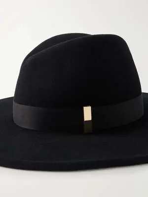 GIGI BURRIS MILLINERY Jeanne Satin-trimmed Wool And Cotton-blend Felt Hat