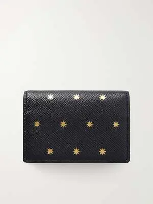 Smythson Panama Printed Leather Wallet - Navy