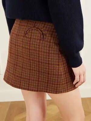 BLAZÉ MILANO Coci Checked Wool Mini Skirt