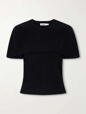 Simkhai Yuki Cape-effect Cashmere Top - Black