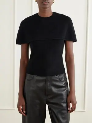 Simkhai Yuki Cape-effect Cashmere Top - Black