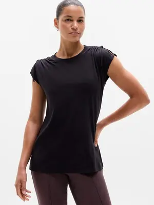 Athleta Favorite Cotton Cinched Tee - Black