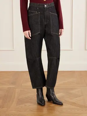 NILI LOTAN Shon Cotton Twill Wide-leg Pants - Blue
