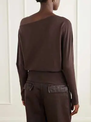 Simkhai Lavina Off-the-shoulder Ribbed-detailed Wool-blend Sweater