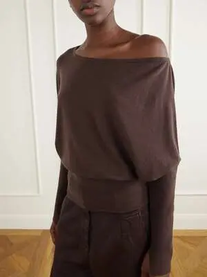 Simkhai Lavina Off-the-shoulder Ribbed-detailed Wool-blend Sweater