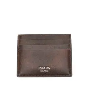 Prada Vintage Effect Leather Cardholder - Brown