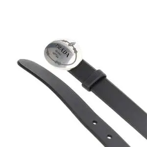 Prada Leather Belt With Logo Buckle