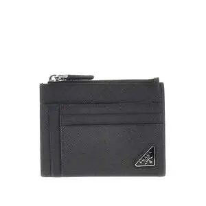 Prada Saffiano Leather Cardholder Pouch - Black