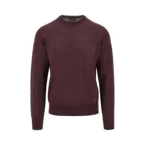 Emporio Armani Virgin Wool Sweater With Eagle Embroidery - Red