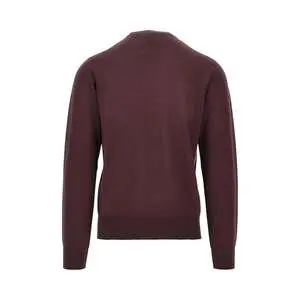 Emporio Armani Virgin Wool Sweater With Eagle Embroidery - Red