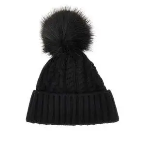 Moncler Cashmere And Wool Beanie Hat With Logo Patch